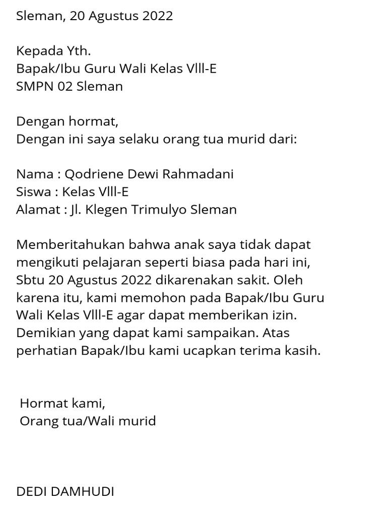 Akarta, 12 April 2019 Kepada Yth. BapakIbu Guru Wali Kelas X-C SMAN 09 Jakarta Dengan Hormat ...
