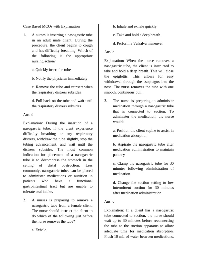 Case Based MCQs With Explanation (S-7) Key | PDF | Chronic Obstructive ...