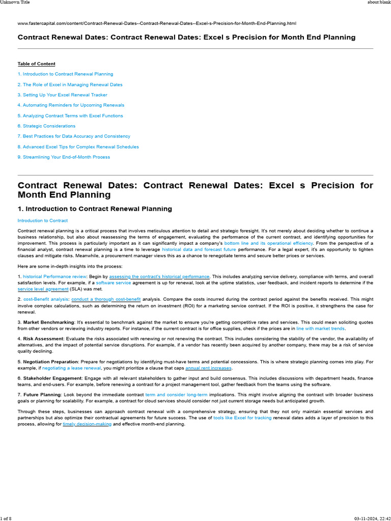 Contract Renewal Process | PDF | Microsoft Excel | Return On Investment