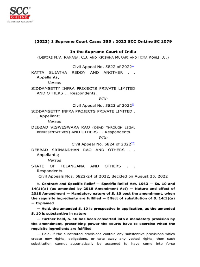 (S - No - 1) Katta Sujatha Reddy v. Siddamsetty Infra para 59 | PDF ... (S - No - 1) Katta Sujatha Reddy v. Siddamsetty Infra para 59 | PDF ...