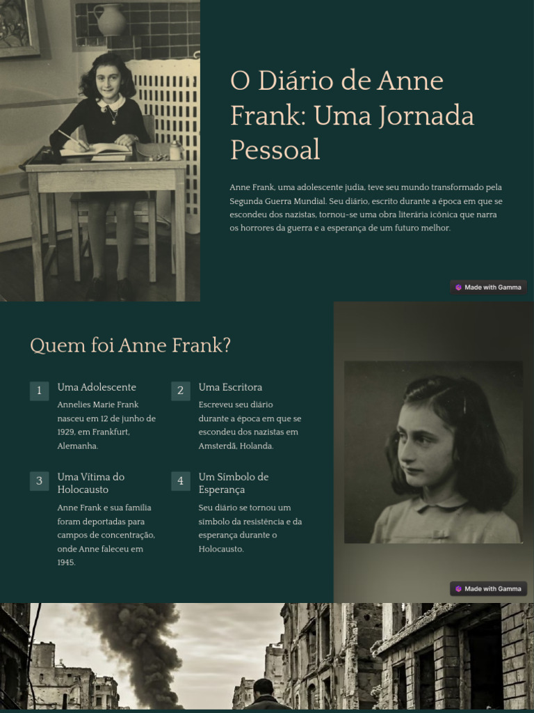 Legado de Anne Frank e seu Diário | PDF | Anne Frank | Alemanha nazista