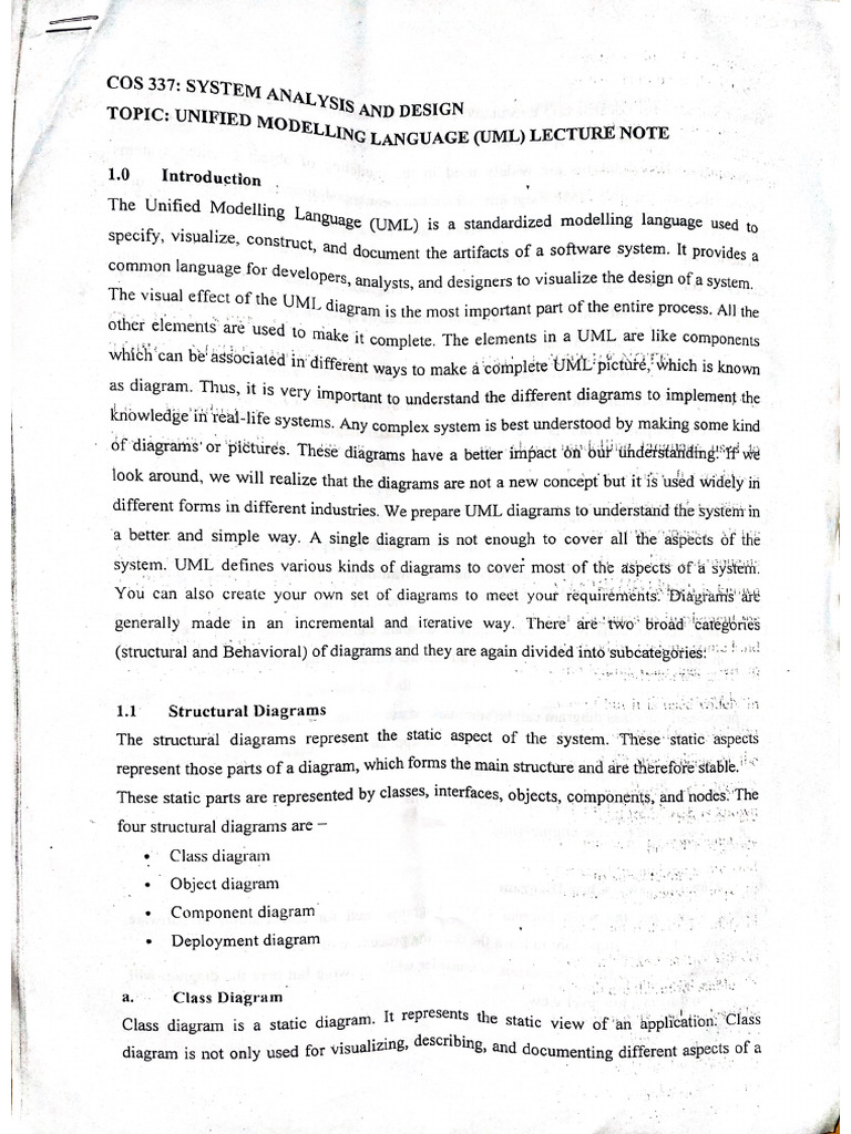 Cos 337 System Analysis & Design - Lecture Note 4 | PDF