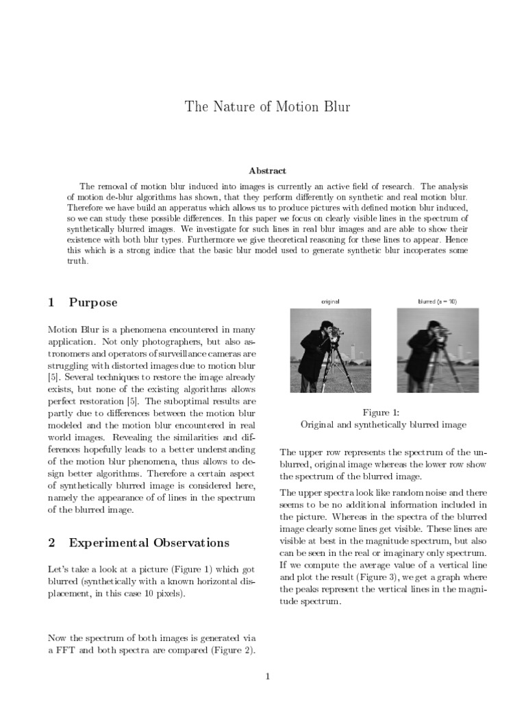 Schuon Nature of Motion Blur | PDF | Signal Processing
