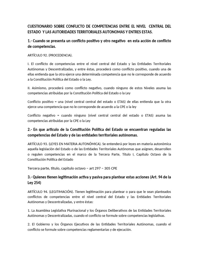 Conflictos de Competencia en Bolivia | PDF | Demanda judicial | Estado ...