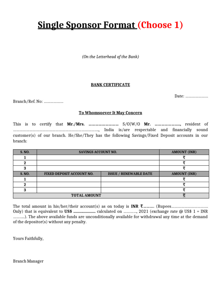 Bank Certificate Format | PDF | Banks | Financial Services