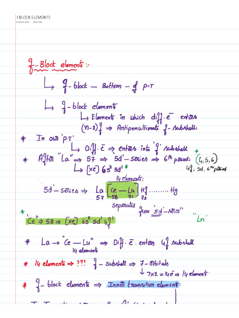 F Block Elements | PDF