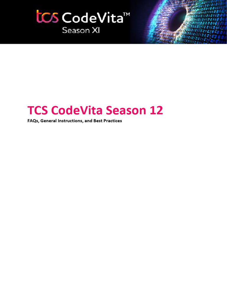 TCS CodeVita Season 12 Guide | PDF | C++ | Login