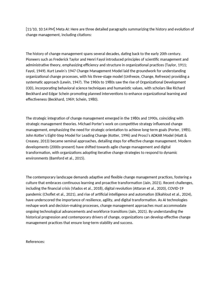 summarize | PDF | Change Management | Transformational Leadership