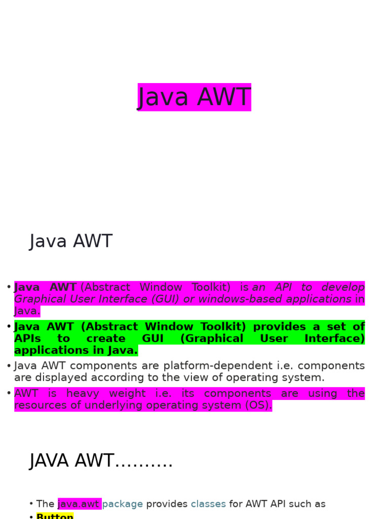 Java AWT | PDF | Window (Computing) | Software Development Java AWT | PDF | Window (Computing) | Software Development
