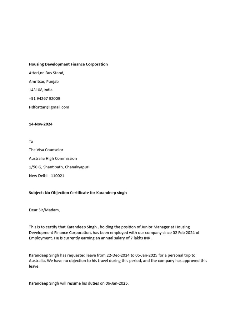 Noc Format - Google Docs23 | PDF | Career & Growth | Business