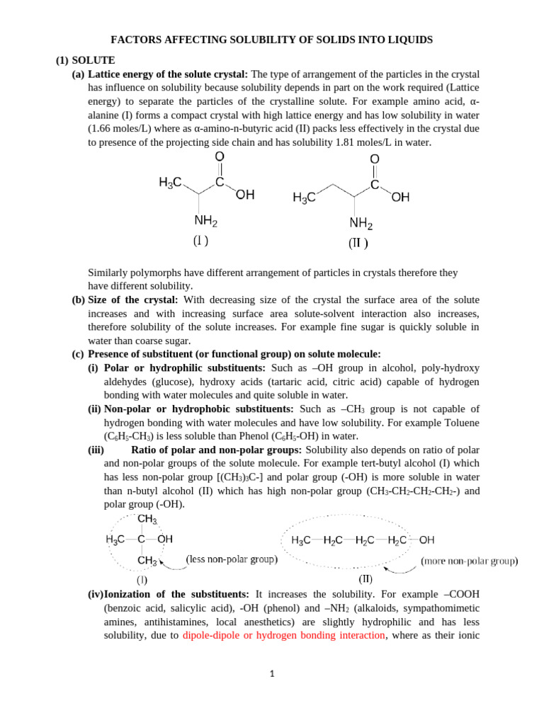 Factors Affecting Solubility | PDF | Solvation | Solvent