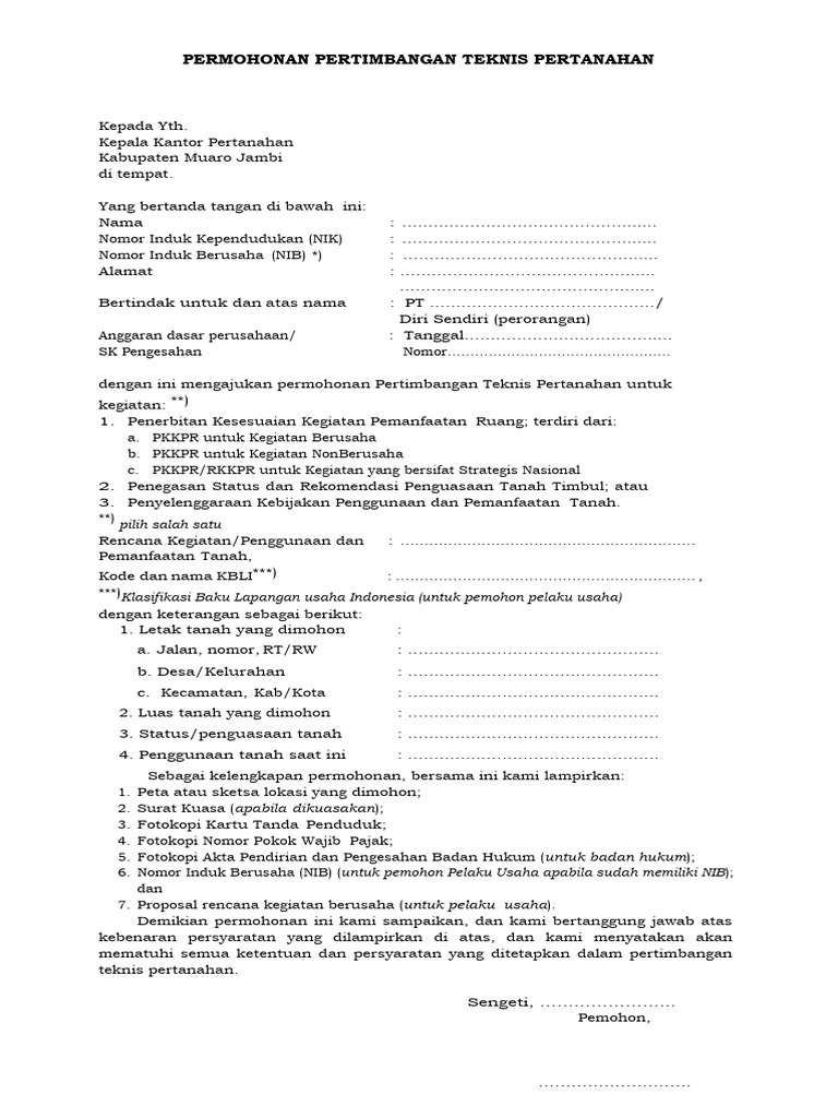 Permohonan Pertimbangan Teknis Pertanahan Pdf Game Aktivitas