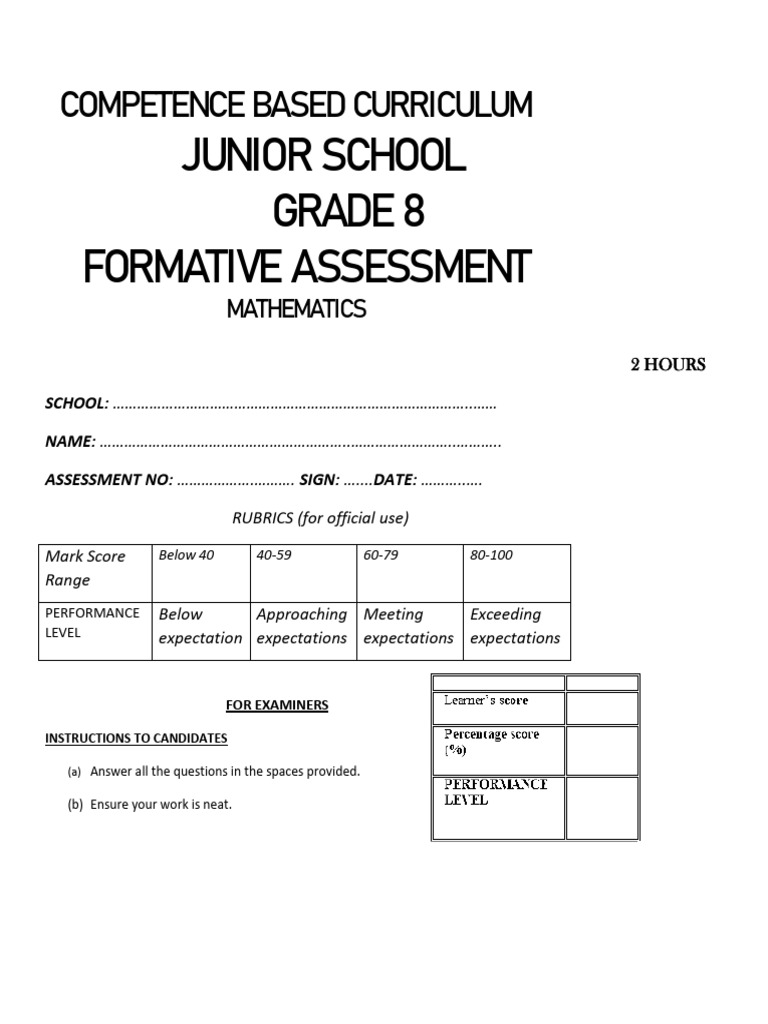 Grade 8 Mathematics Qs 2024 Teacher - Co .Ke 15 | PDF | Teaching Methods & Materials