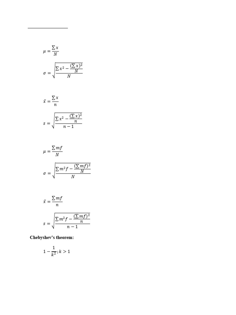 Statistical Formulae (QBM101) | PDF | Data Analysis | Probability And ...