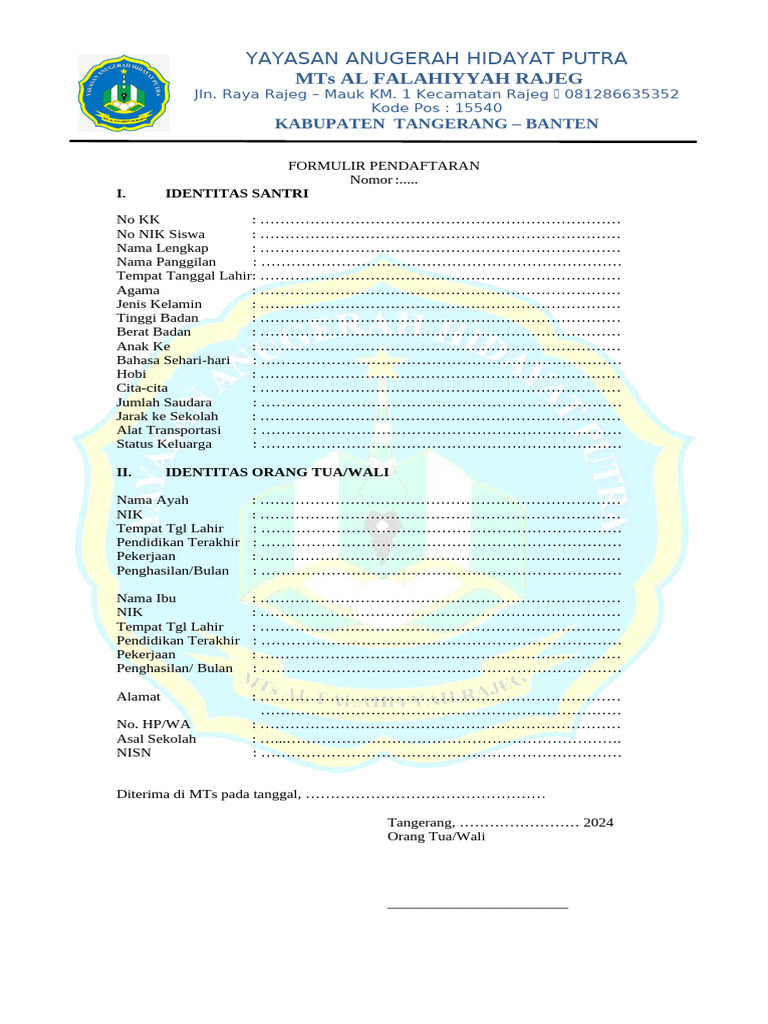 Formulir Mts 2425 | PDF