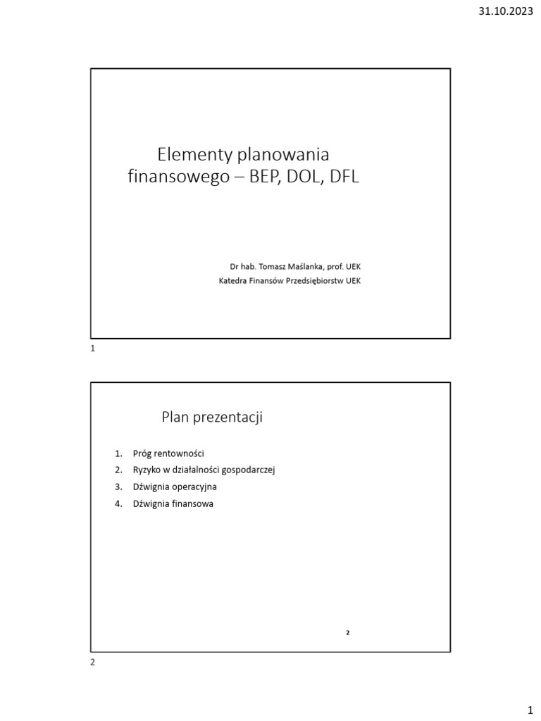 W3 BEP, DOL, DFL - Prezentacja | PDF