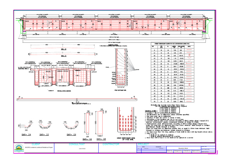 30 M Bridge Structural Drawings-SUP. Rebar Detail | PDF