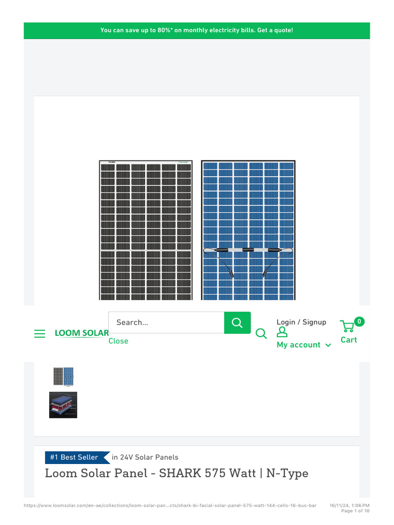Loom Solar Panel - SHARK 575 Watt - N-Type TOPCon Bifacial 16 BB | PDF ...