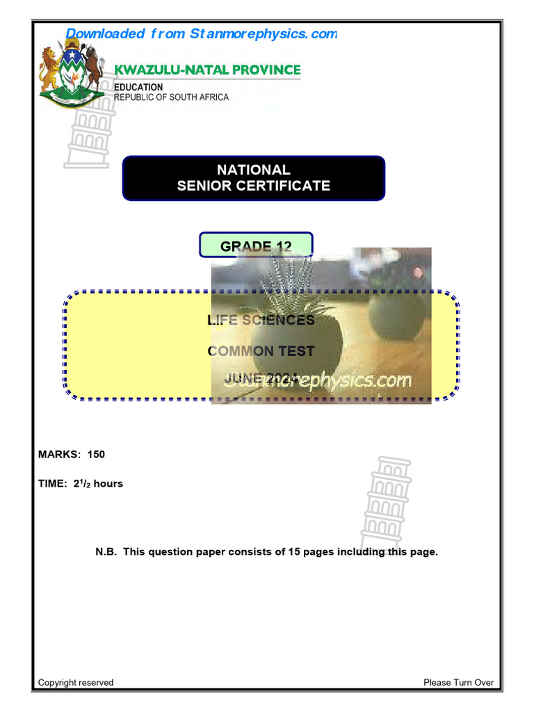 KZN Life Sciences Grade 12 June 2024 QP and Memo | PDF | Zygosity