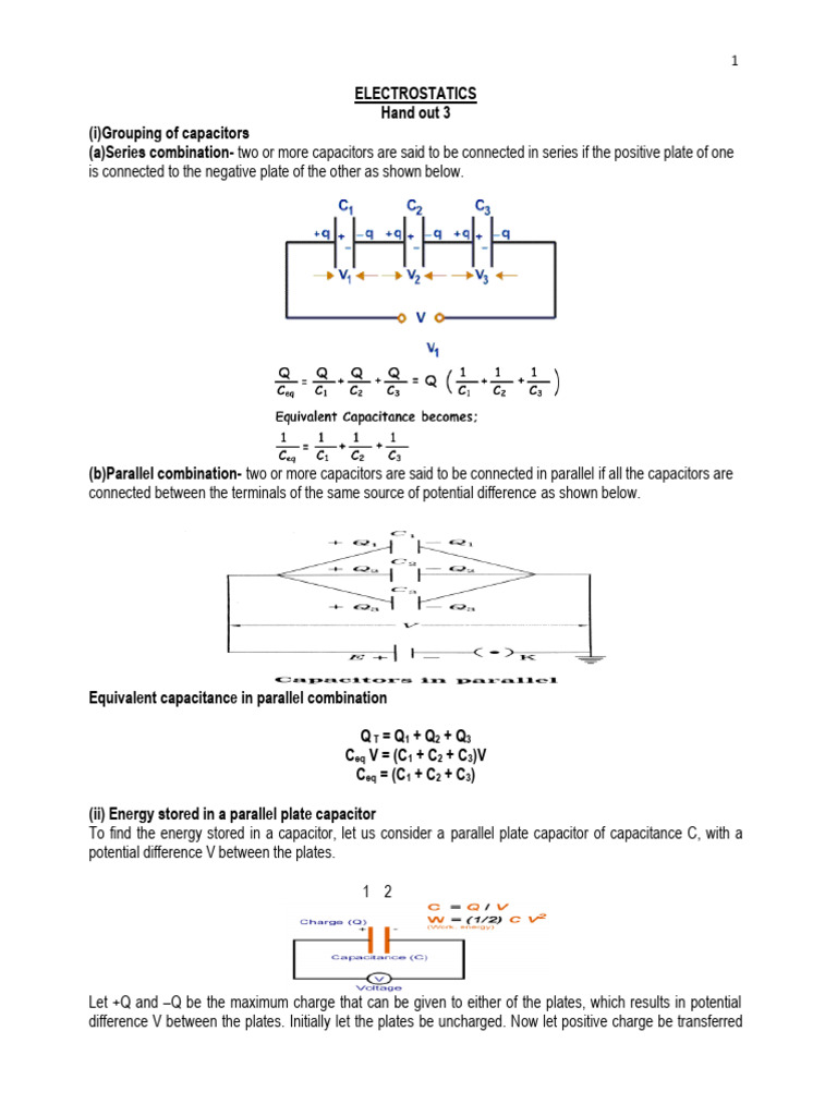 Electrostatics Handout 3 | PDF | Capacitor | Capacitance