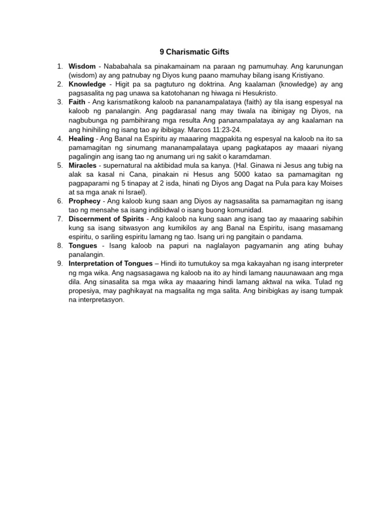 9 Charismatic Gifts | PDF