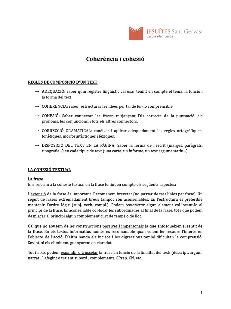 Coherència I Cohesió | PDF