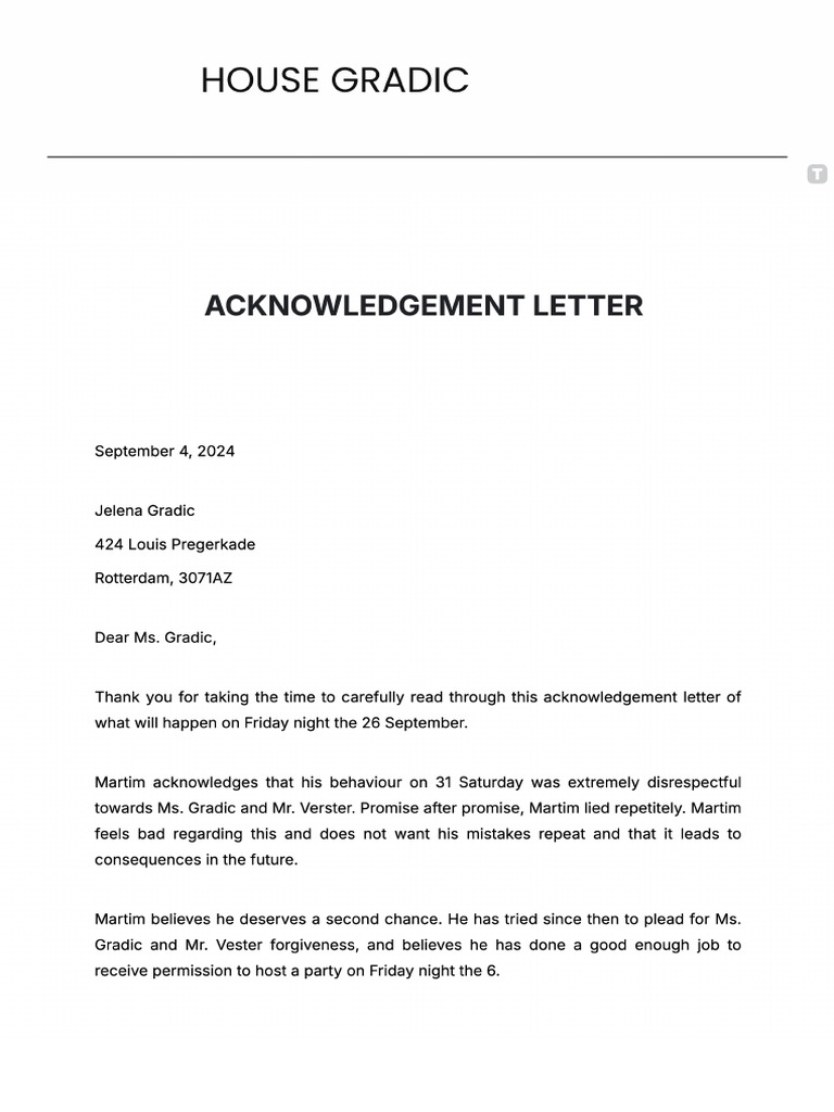 Resignation Acknowledgement Letter Design Template - Edit Online ...