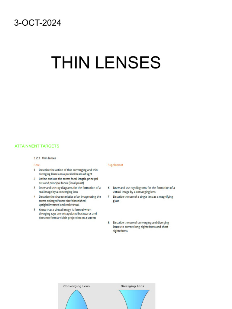 Thin lenses | PDF