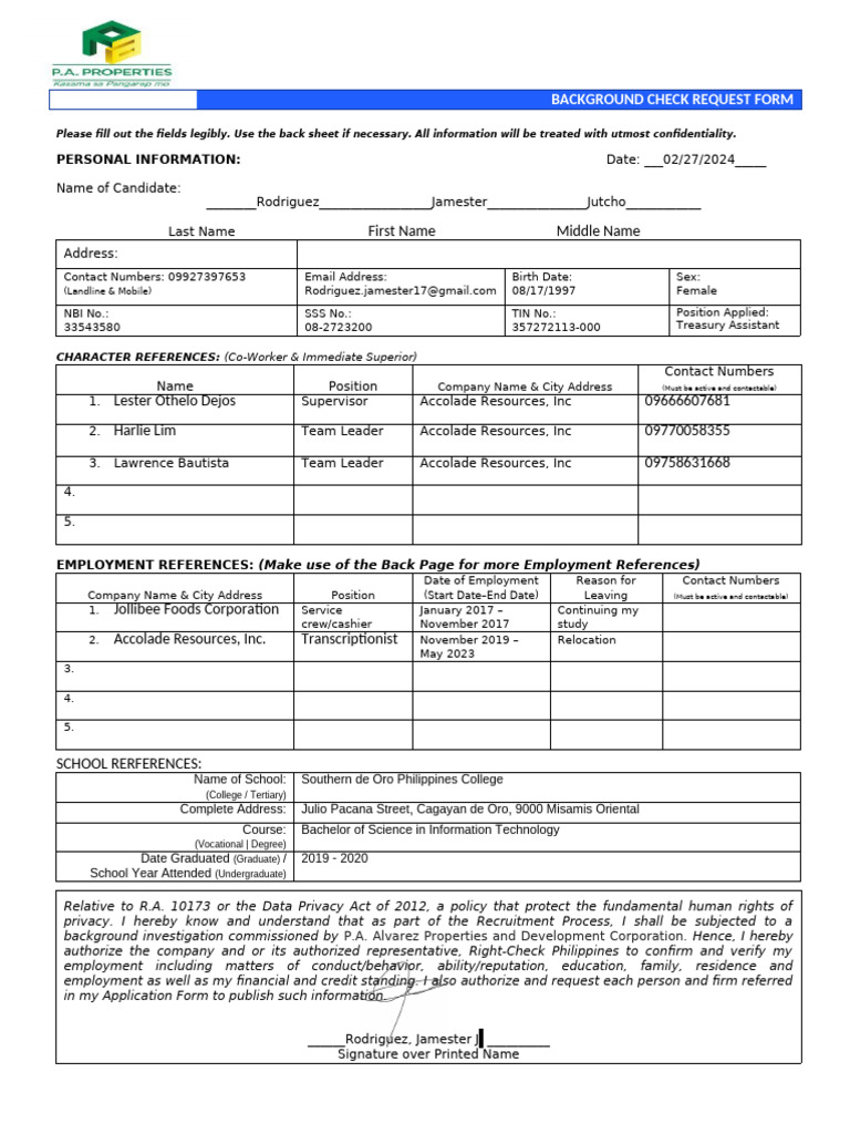 Background Check Request Form | PDF | Background Check | Justice