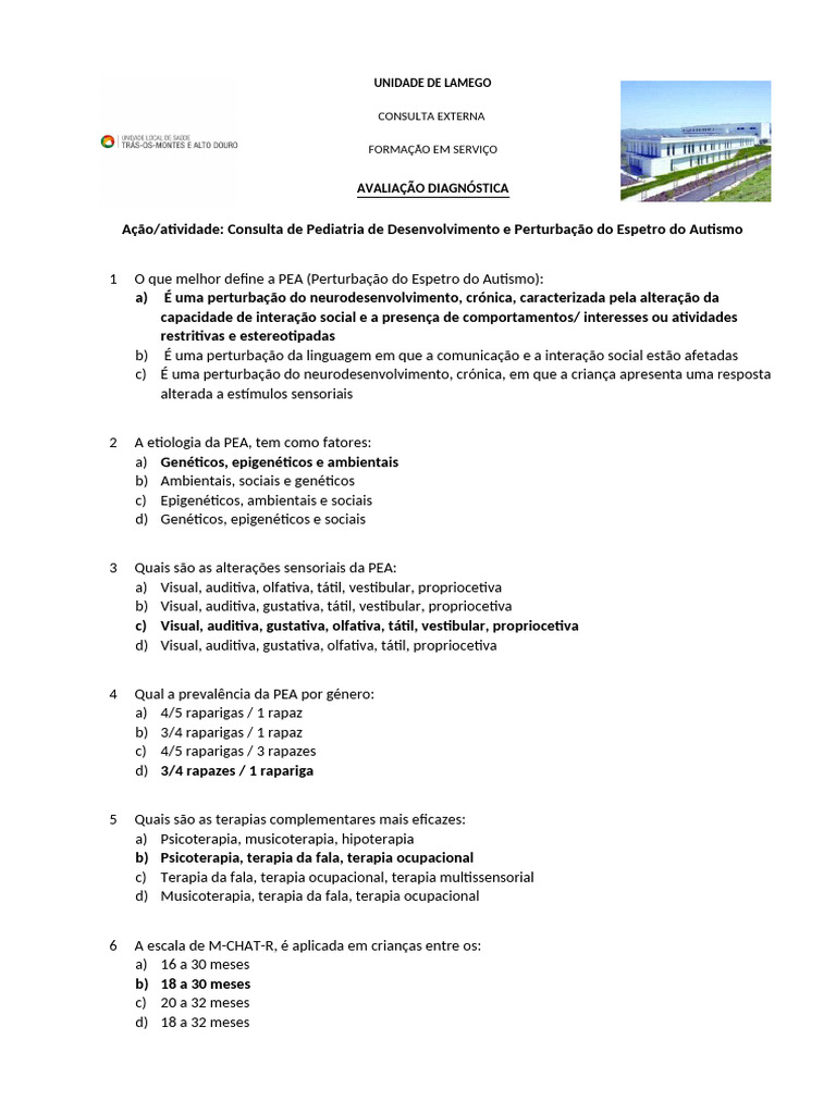 Ficha Diagnóstica - Autismo | PDF | Bem-estar