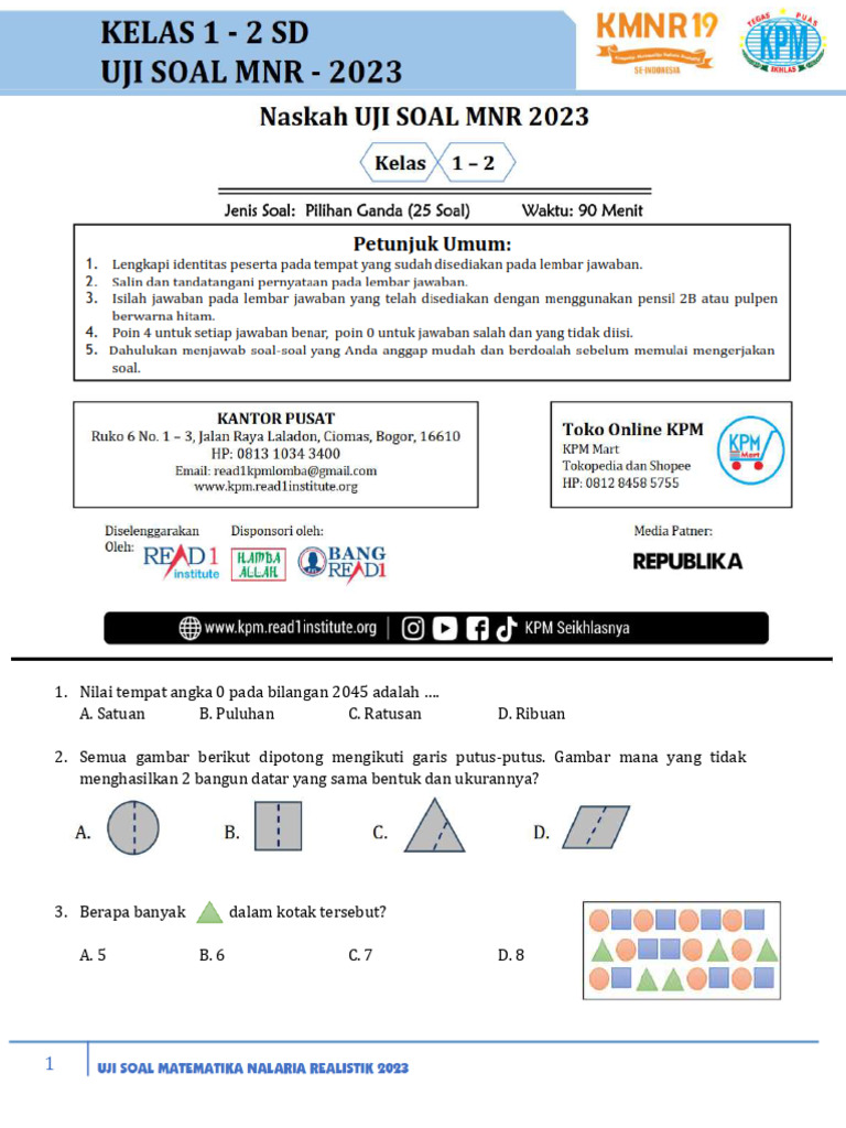1-2 Uji Soal MNR 2023 | PDF | Griya & Taman | Seni