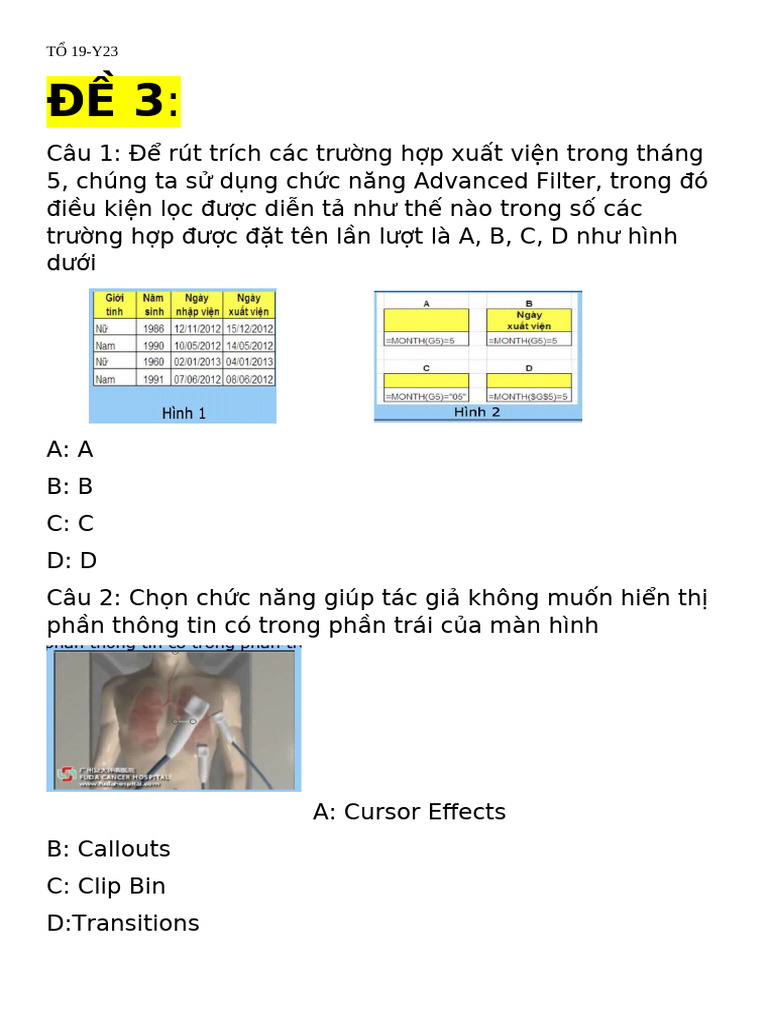 ĐỀ 3 TIN HỌC Y23 | PDF