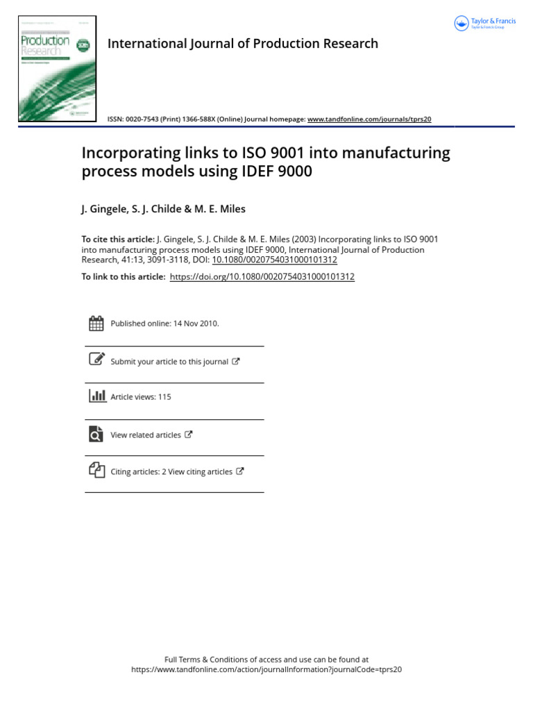 ISO 9001 Integration in Manufacturing Models | PDF | Iso 9000 ...