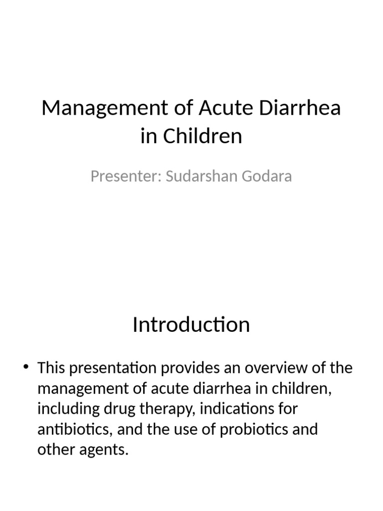 Acute Diarrhea Management | PDF | Diarrhea | Probiotic