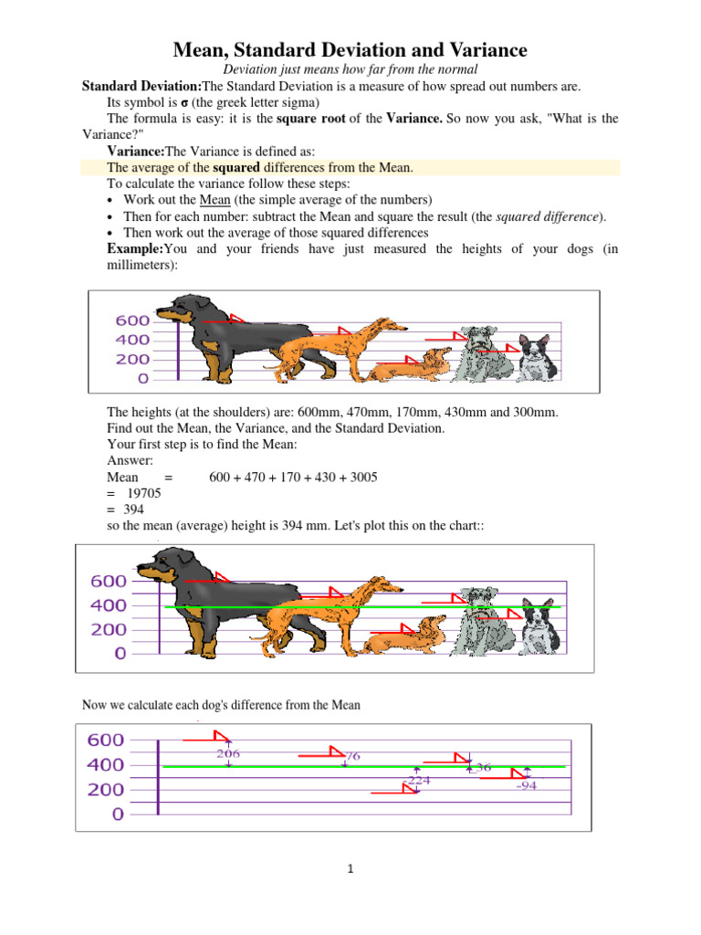 Calculate Mean, Variance, Standard Deviation | PDF | Standard Deviation ...