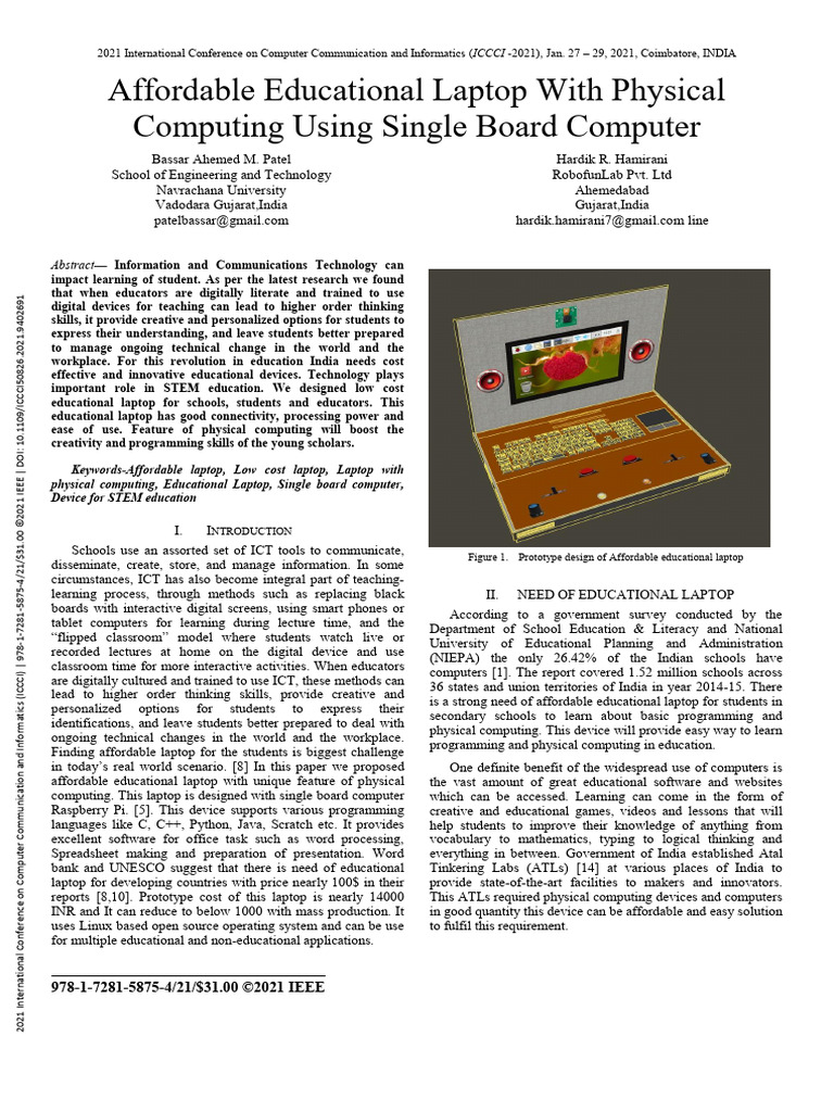 Affordable Educational Laptop With Physical Computing Using Single ...