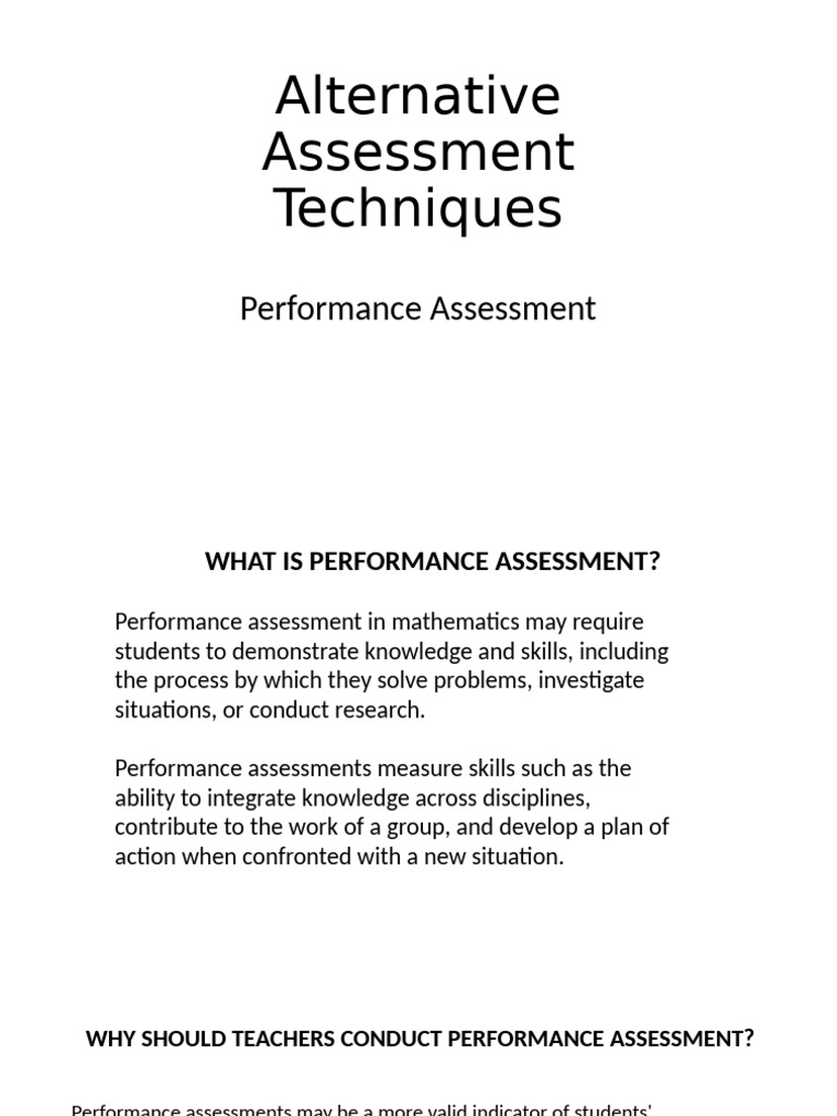 Conducting Effective Performance Assessments | PDF | Educational ...