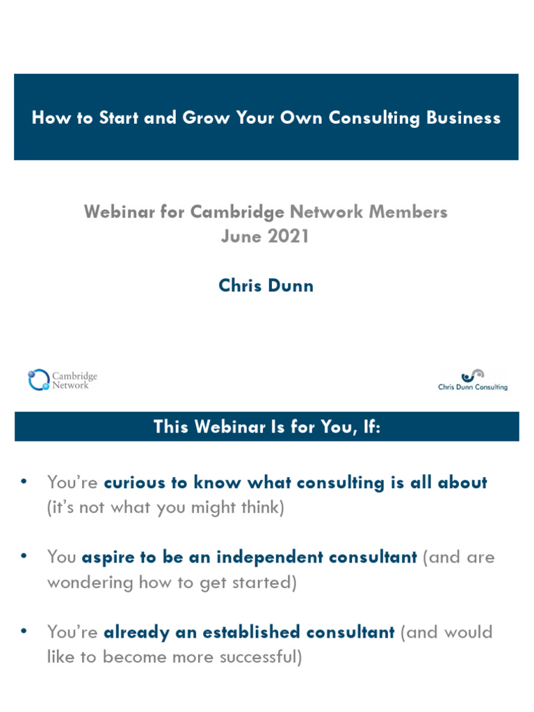 How To Start and Grow Your Own Consulting Business | PDF | Marketing ...