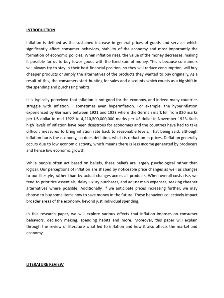 Introduction and Lit Review | PDF | Inflation | Consumption (Economics)