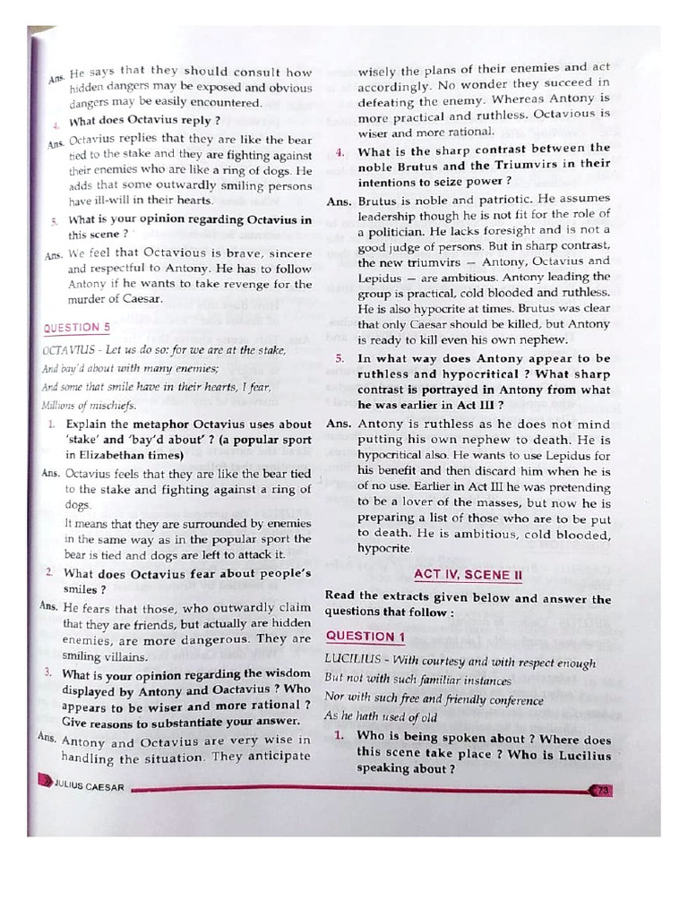 Julius Caesar Act IV Scenes II & III | PDF