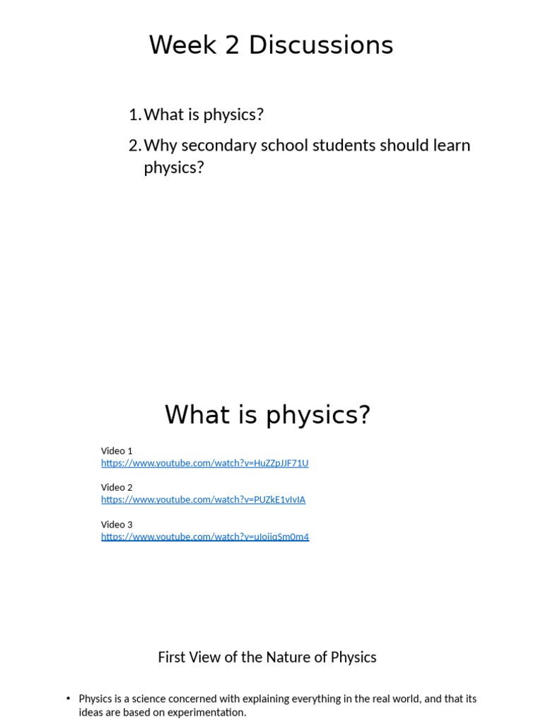 Week 2 Discussions About The Nature of Physics | PDF