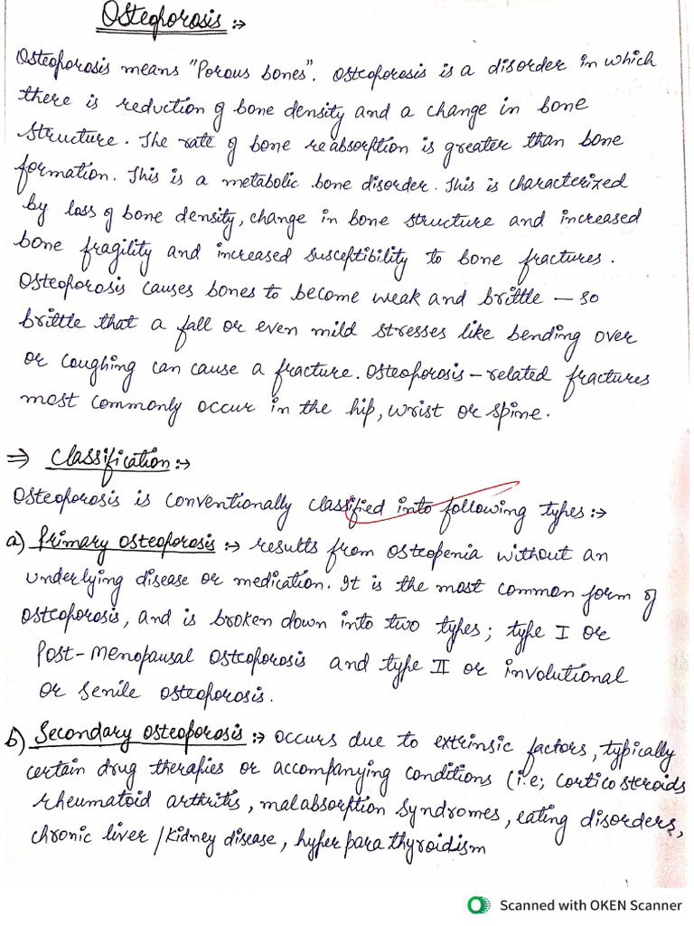 Osteoporosis Class Notes Pdf