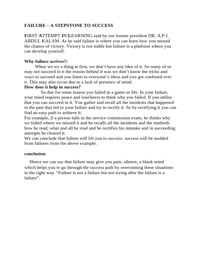 Failure-A Stepstone To Success | PDF