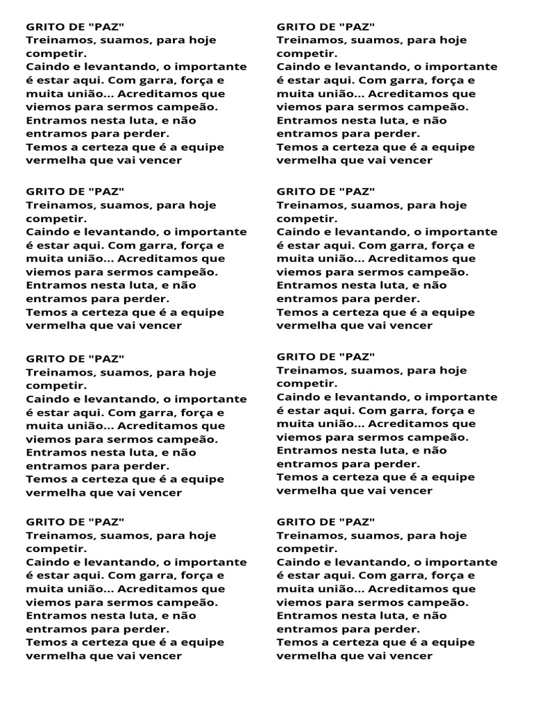 GRITO DE PAZ ? Treinamos, Suamos, para Hoje Competir. Caindo e Levantando, - 20240426 - 152221 ...