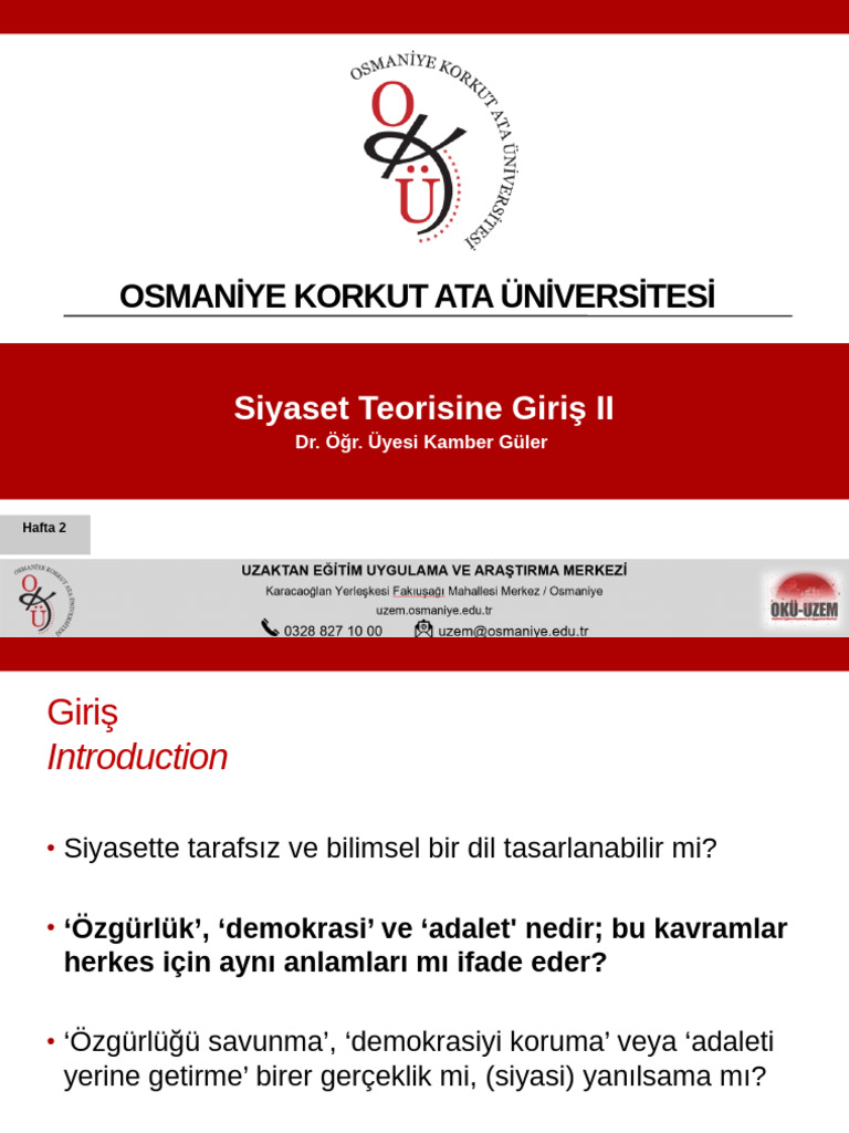 Hafta - Siyaset Teorisine Giris II | PDF