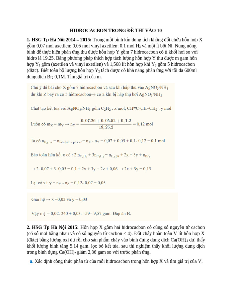 Hidrocacbon Trong de Thi 10 | PDF