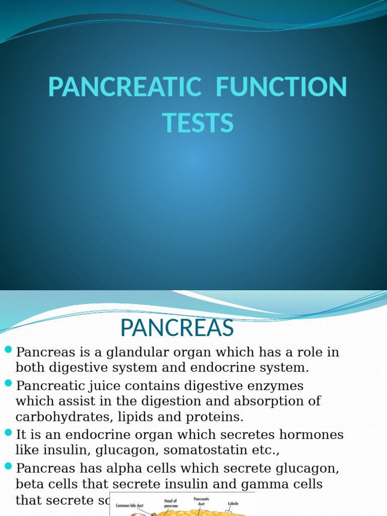 Pancreatic Function Tests | PDF | Pancreas | Digestive System