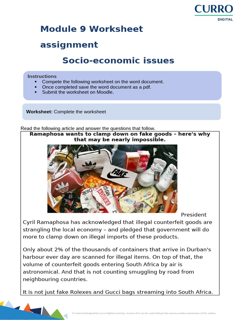 M9 Worksheet Assignment | PDF | Counterfeit