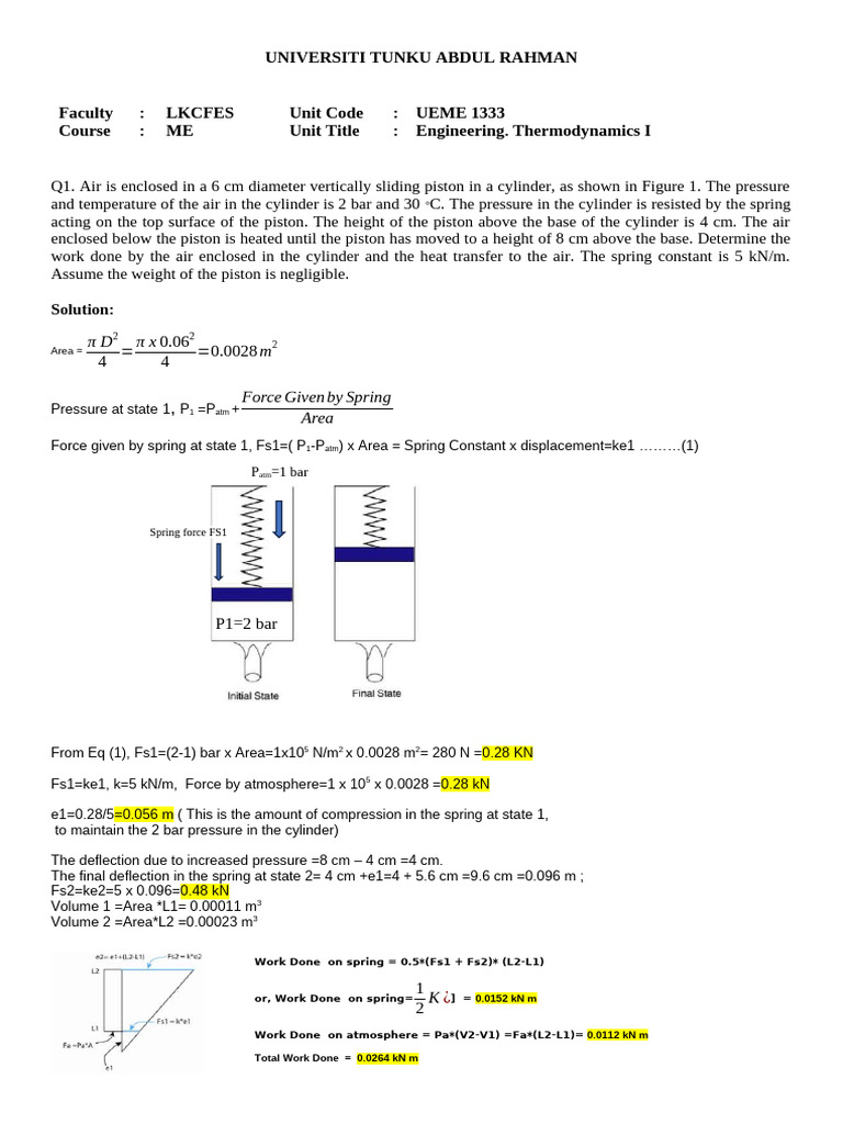 Solution Tutorial 5 | PDF | Piston | Heat