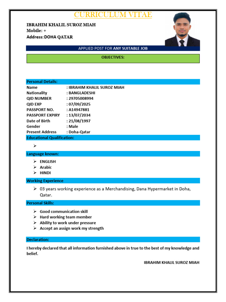 CV of Ibrahim Khalil Suroz Miah | PDF | Career & Growth